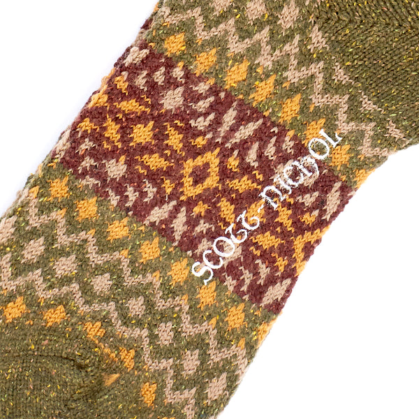 Scott Nichol Fellcroft Fairilse Wool Men's Sock in Dark Khaki Fleck ...
