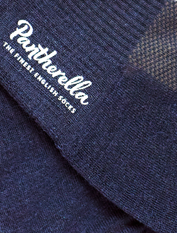 PANTHERELLA SMITHFIELD Ribbed Merino Wool-Blend Socks in Navy - Solespun